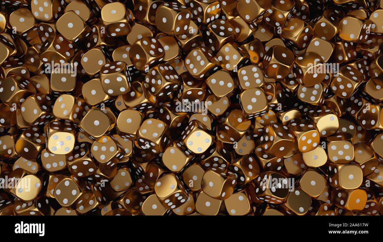 Lucky golden dice background Stock Photo - Alamy
