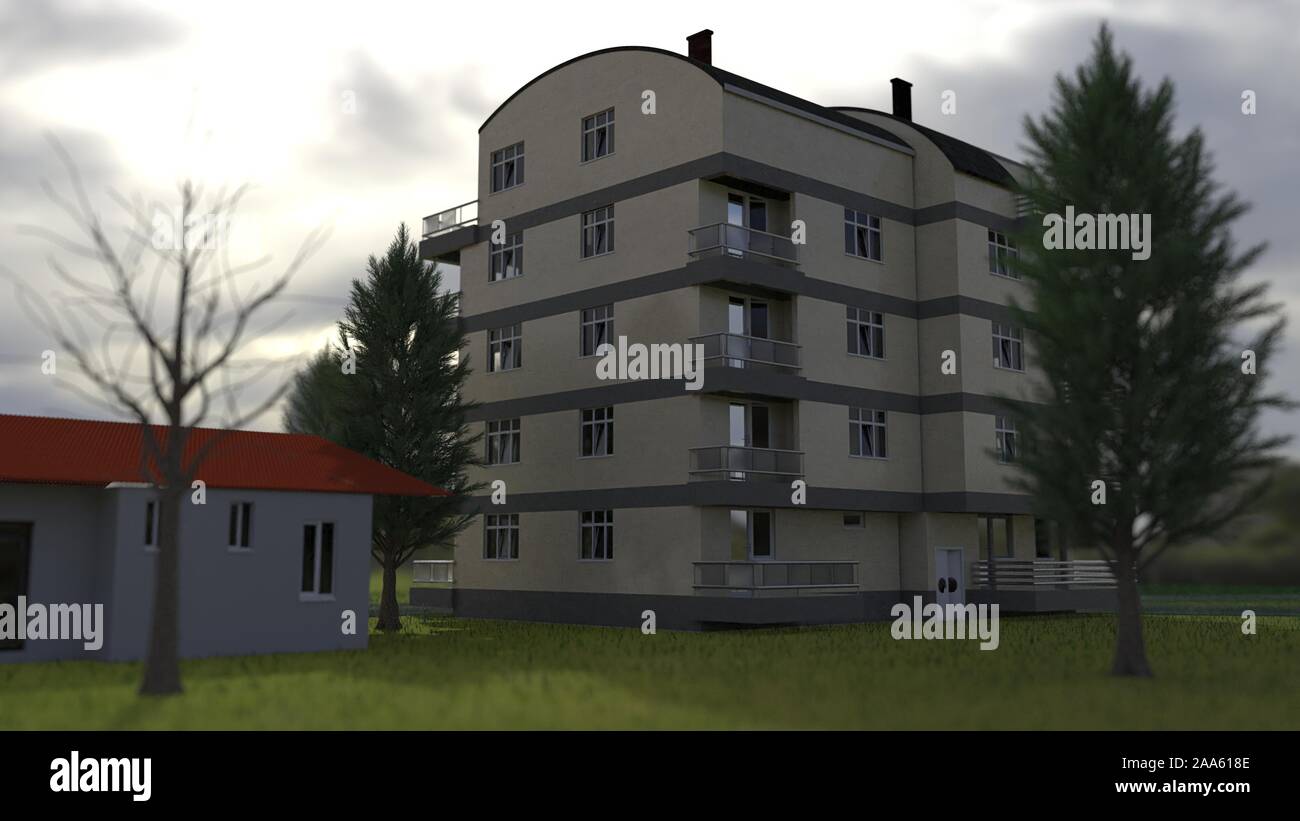 An architectural tonos roof project, 3d rendering Stock Photo - Alamy