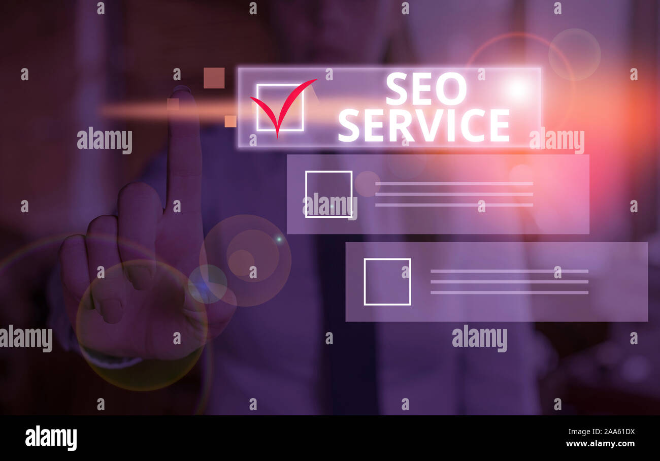 Conceptual hand writing showing Seo Service. Concept meaning suite of ...