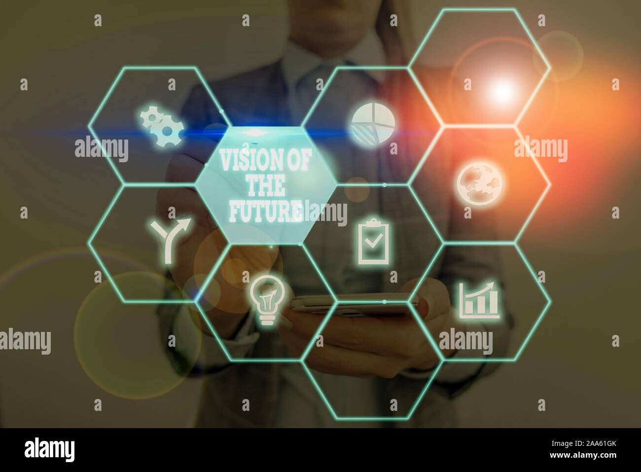 Writing note showing Vision Of The Future. Business concept for Seeing ...