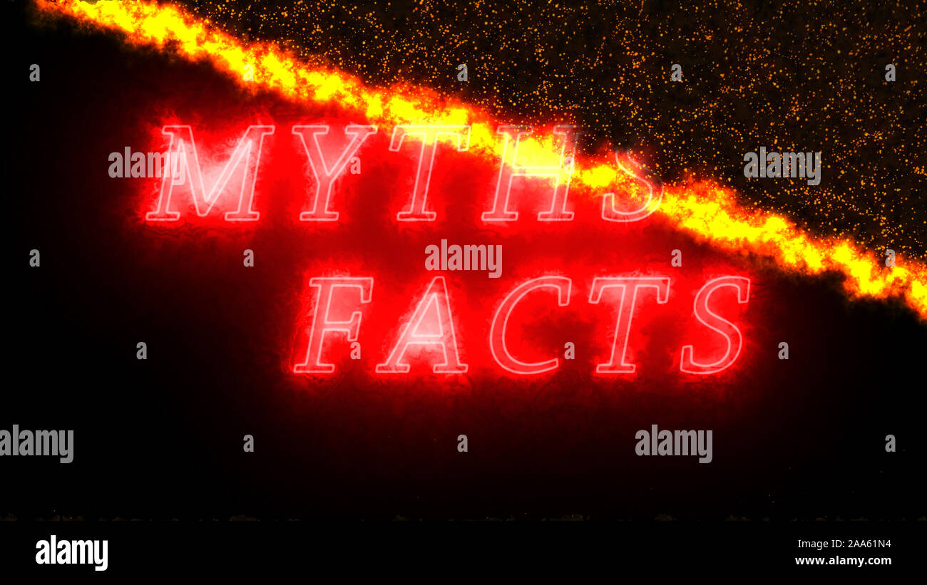 Myths and Facts fever and comprising particles background Stock Photo ...