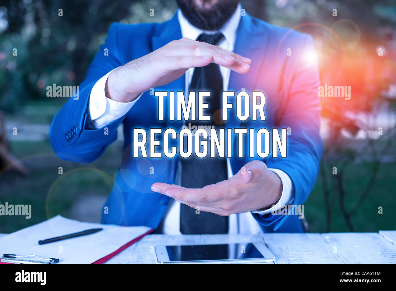 Conceptual hand writing showing Time For Recognition. Concept meaning Acknowledgement Interval ...