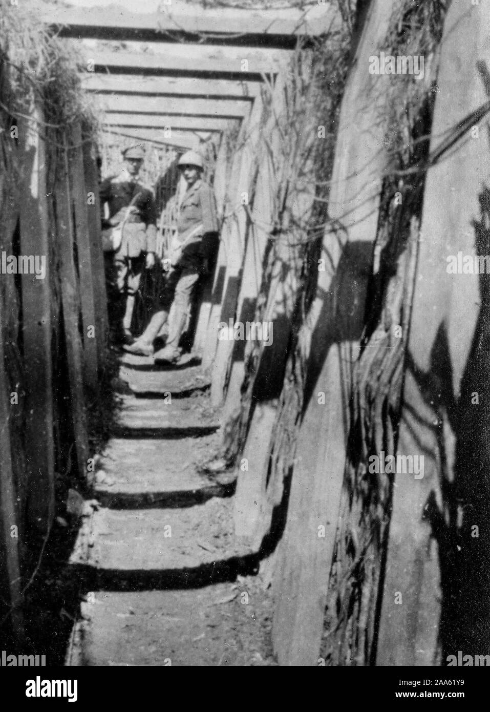 Entrance passageway into the enemy trenches ca. 1918-1919 Stock Photo ...