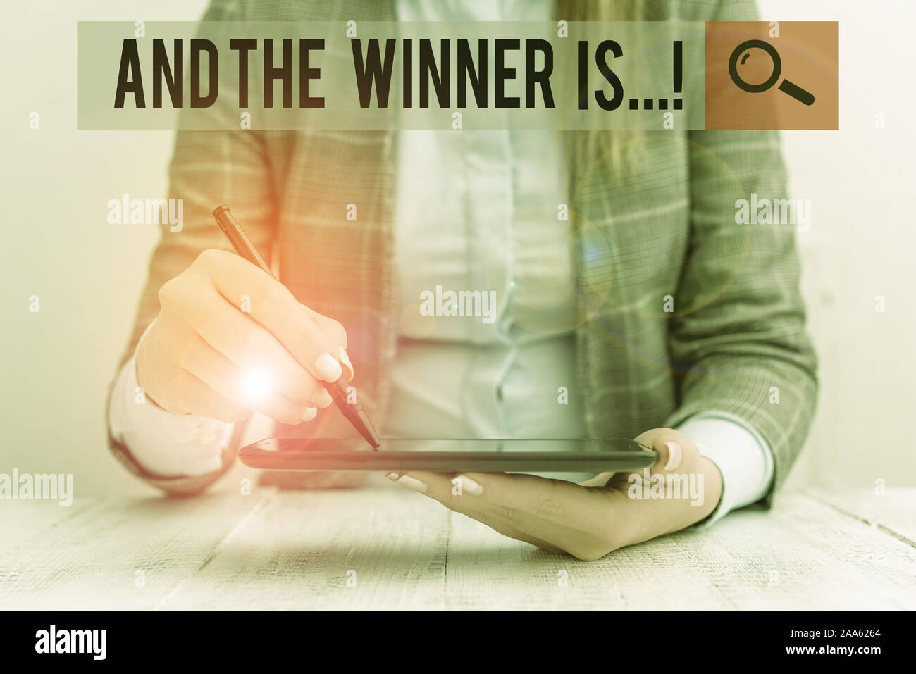 Writing note showing And The Winner Is. Business concept for announcing ...