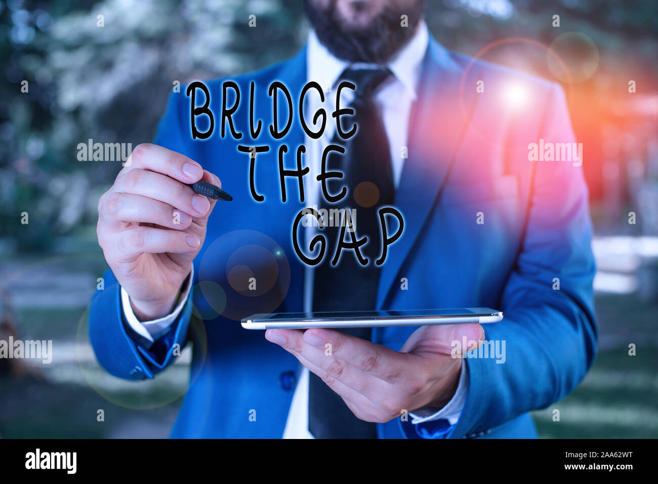 Writing note showing Bridge The Gap. Business concept for Overcome the ...
