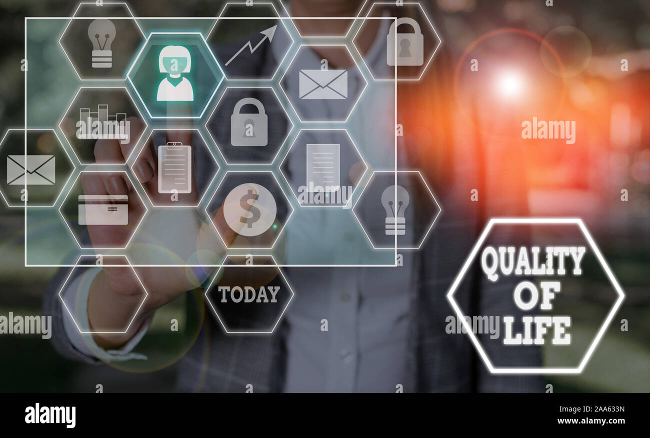 Text sign showing Quality Of Life. Business photo text being in good ...