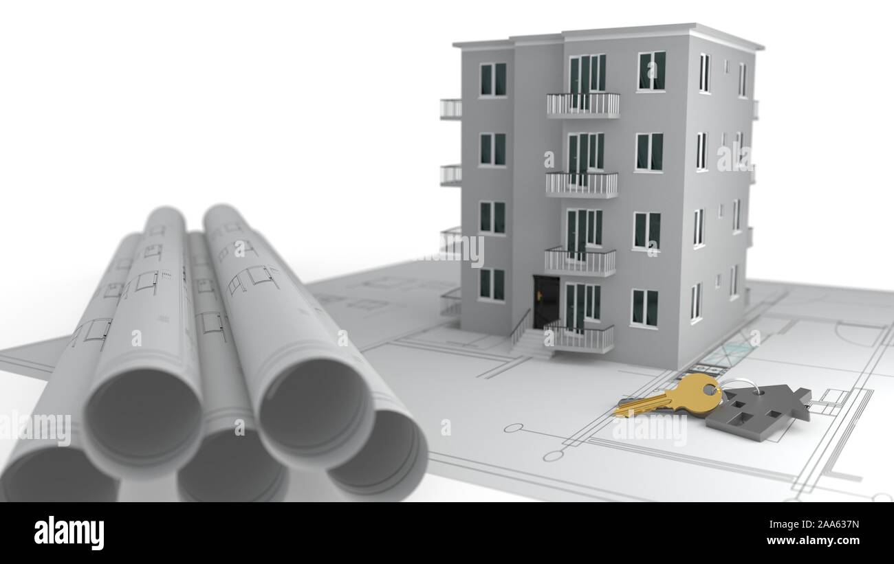 Construction project advertising concept, 3d render Stock Photo - Alamy