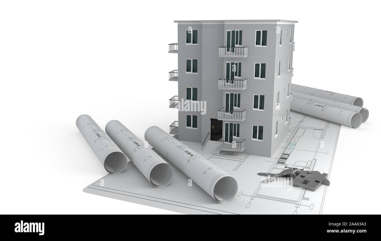 Construction project advertising concept, 3d render Stock Photo - Alamy