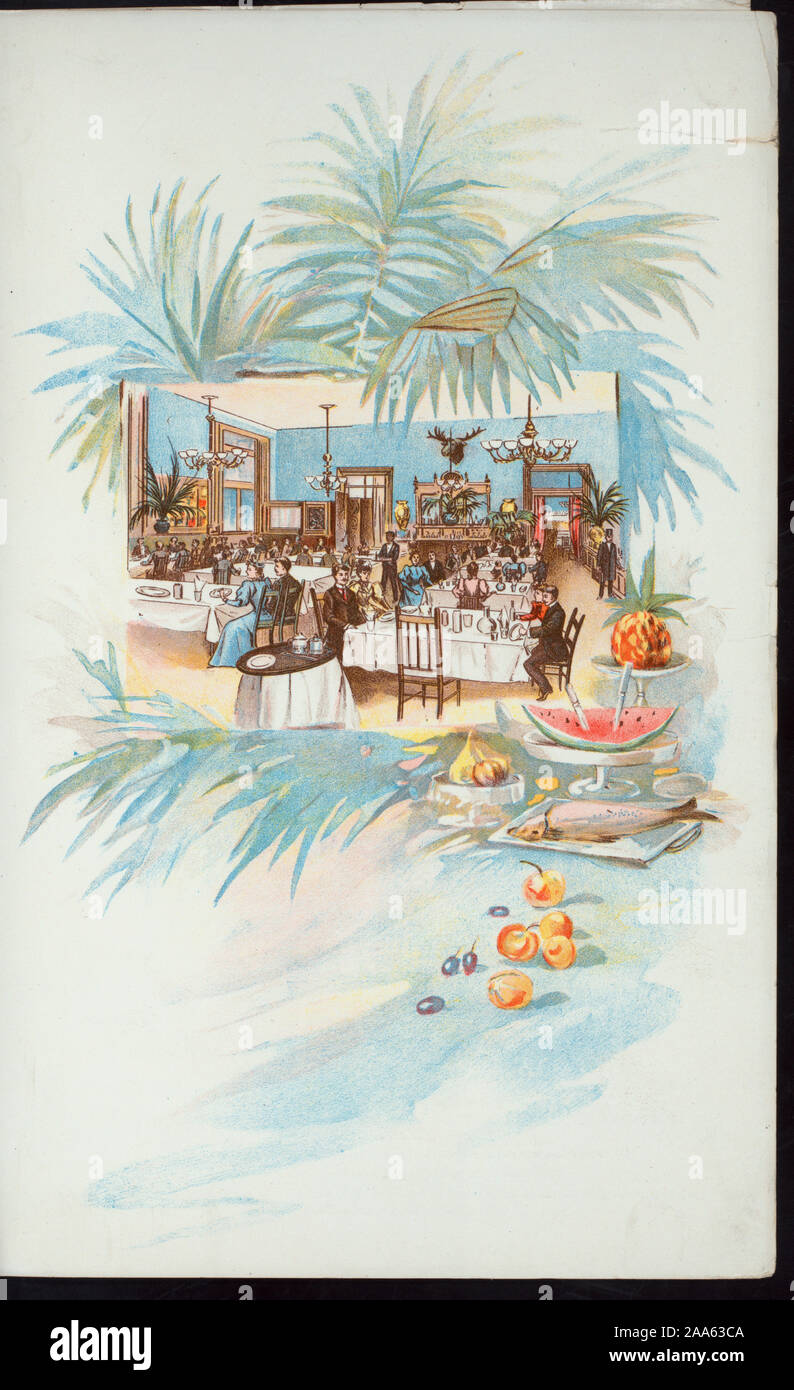 FULL BREAKFAST,DINNER & SUPPER MENUS; MAP IN COLOR OF EATING HOUSES IN ...