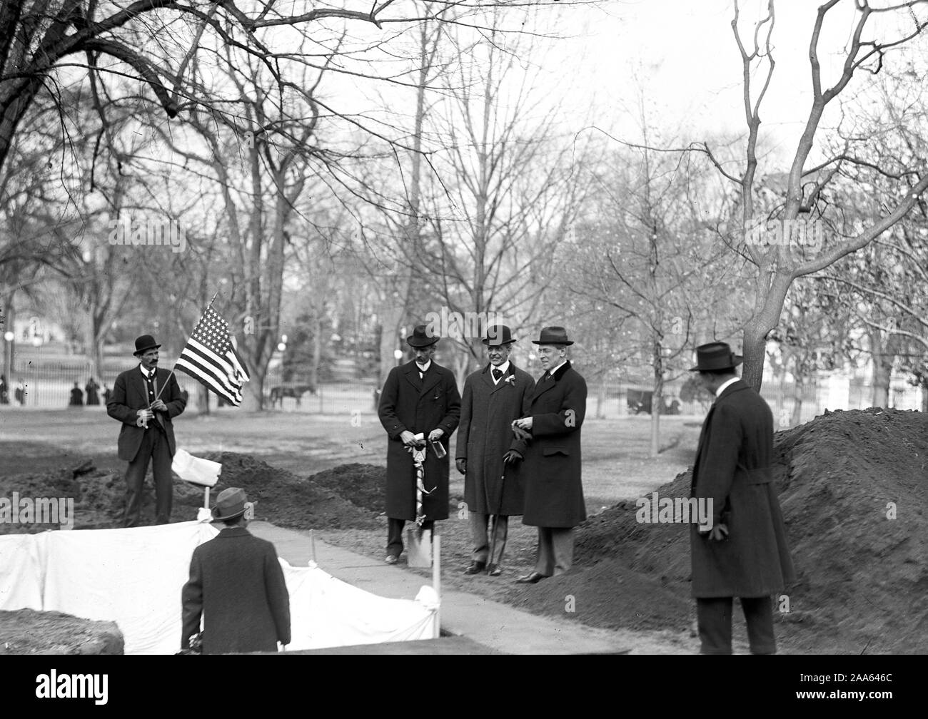 President Woodrow Wilson at a tree planting ca. 1909-1923 Stock Photo ...