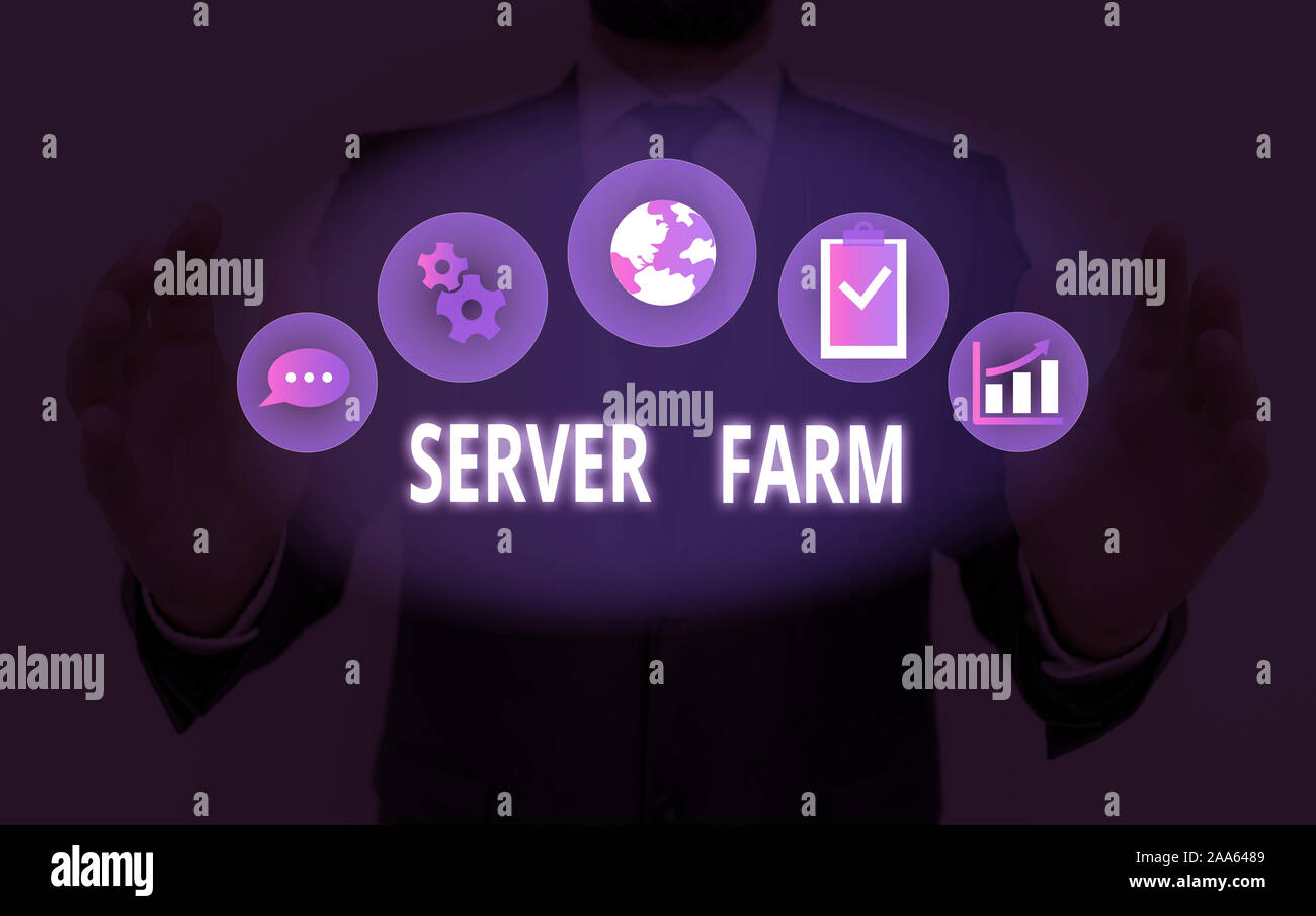 Handwriting text Server Farm. Conceptual photo a group of computers ...