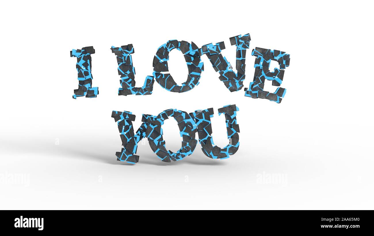 I LOVE YOU fragmented writing background, 3d render Stock Photo - Alamy