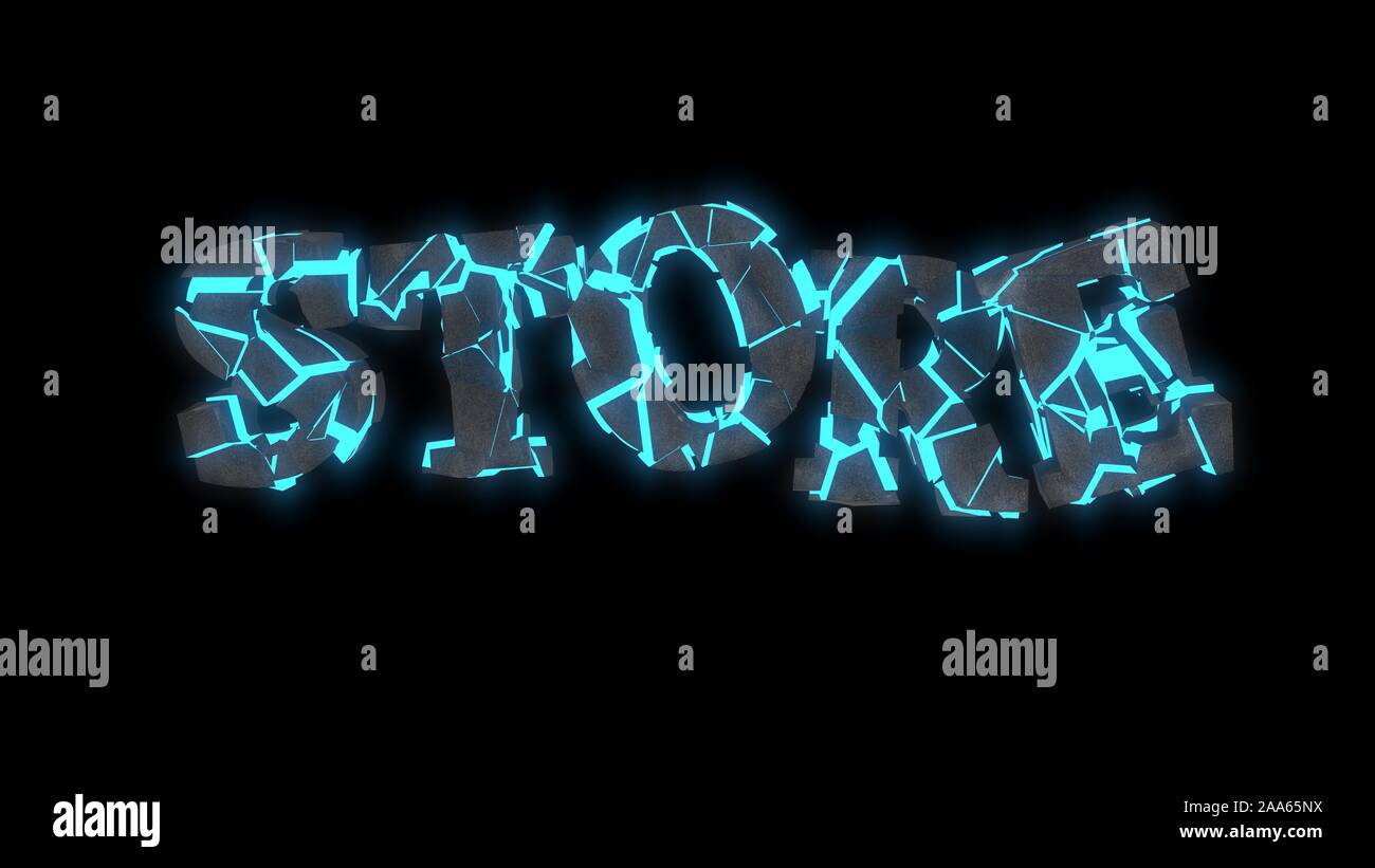 STORE fragmented writing background, 3d render Stock Photo - Alamy