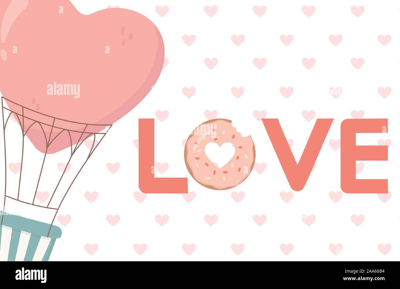 happy valentines day air balloon love donut letter hearts background ...