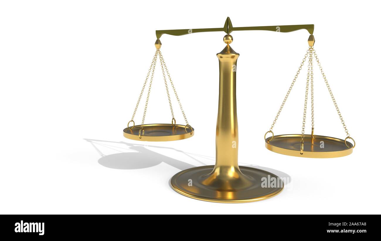 Gold scales on white, 3d render Stock Photo - Alamy