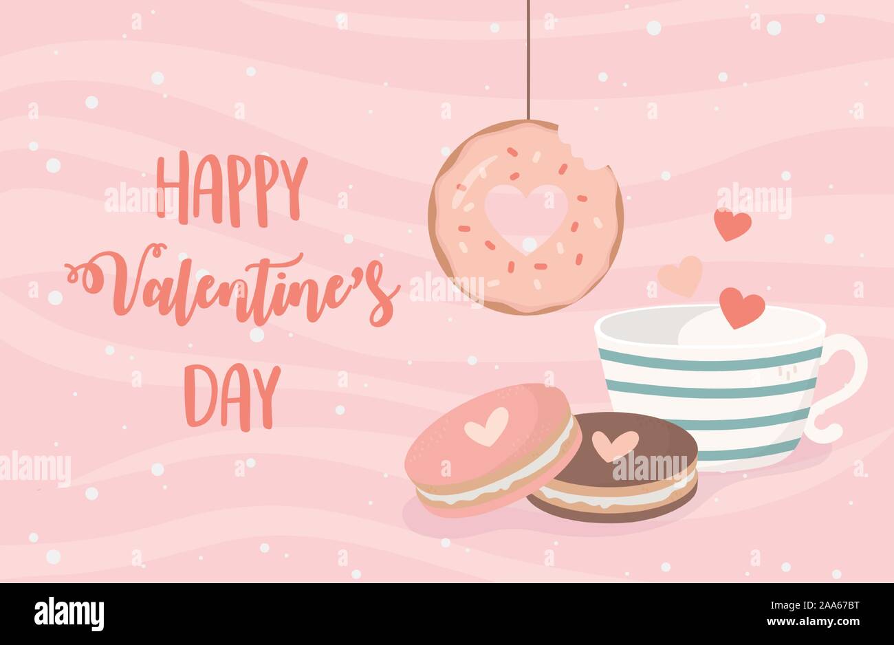 happy valentines day hanging donut chocolate cup cookies vector ...