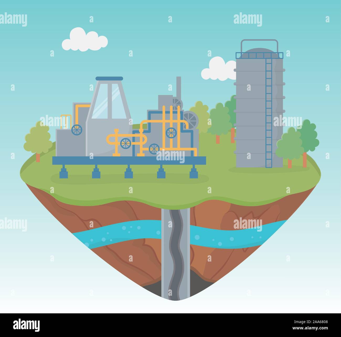 tank pipeline production process exploration fracking vector ...