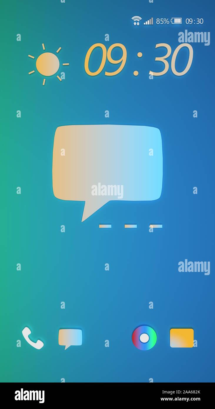 Phone screen work- message, 3d render Stock Photo - Alamy