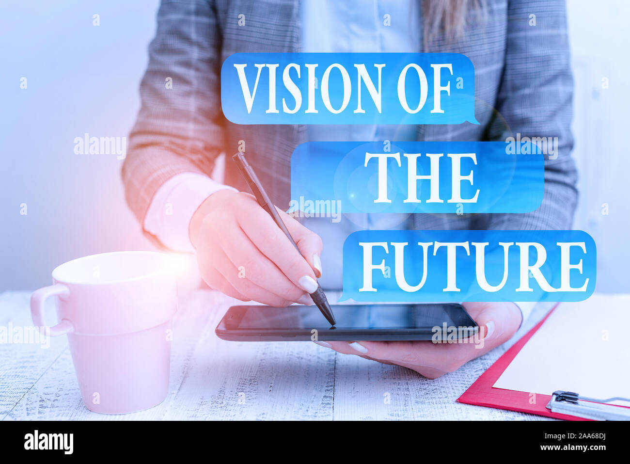 Writing note showing Vision Of The Future. Business concept for Seeing ...