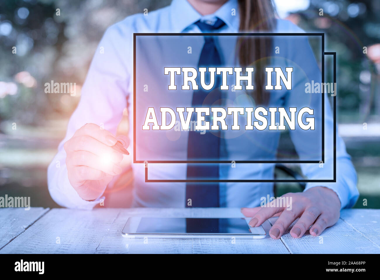 Text sign showing Truth In Advertising. Business photo showcasing Practice Honest Advertisement ...