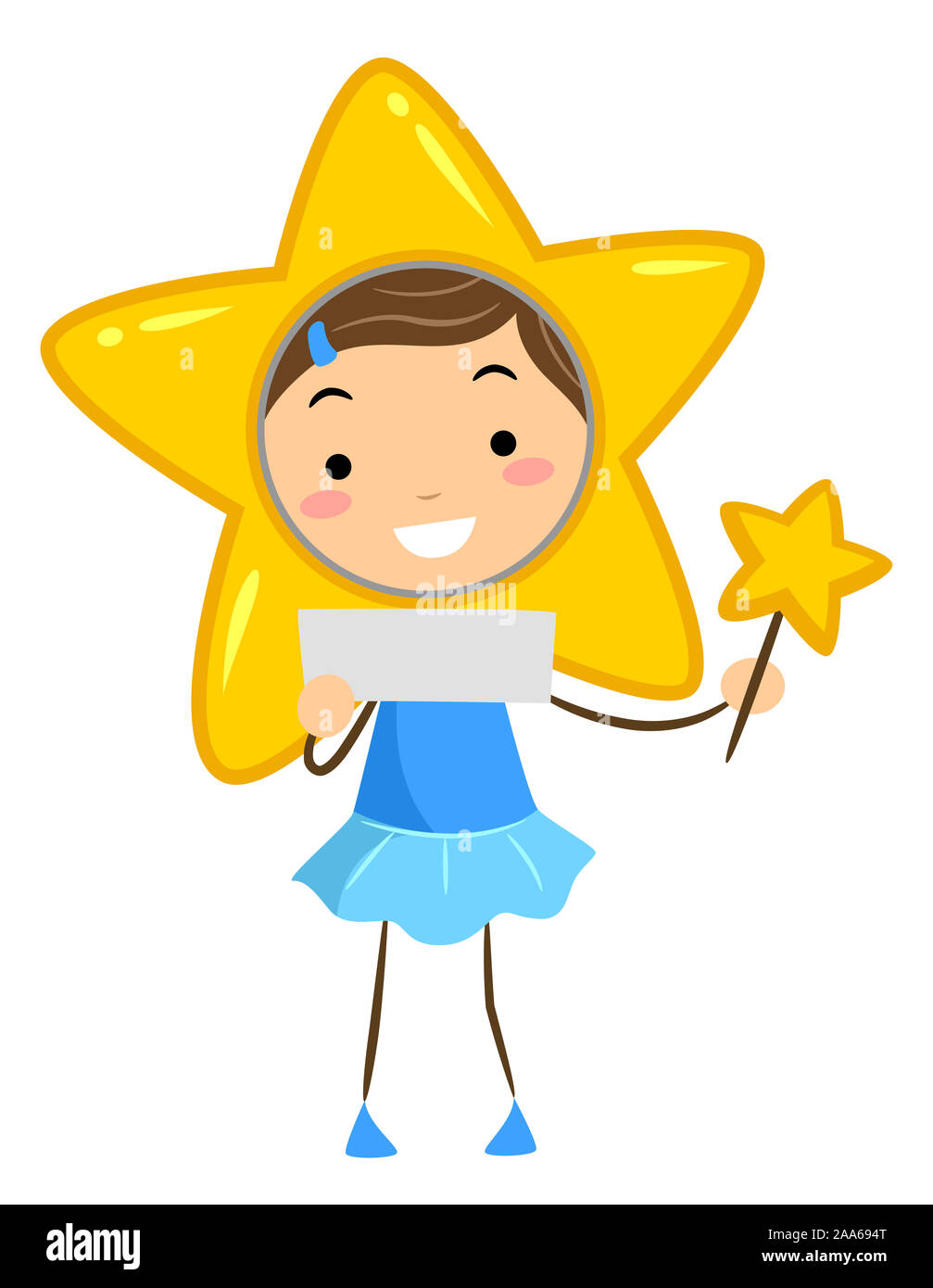 Illustration of a Kid Girl Wearing a Big Star and Holding a Star Wand ...