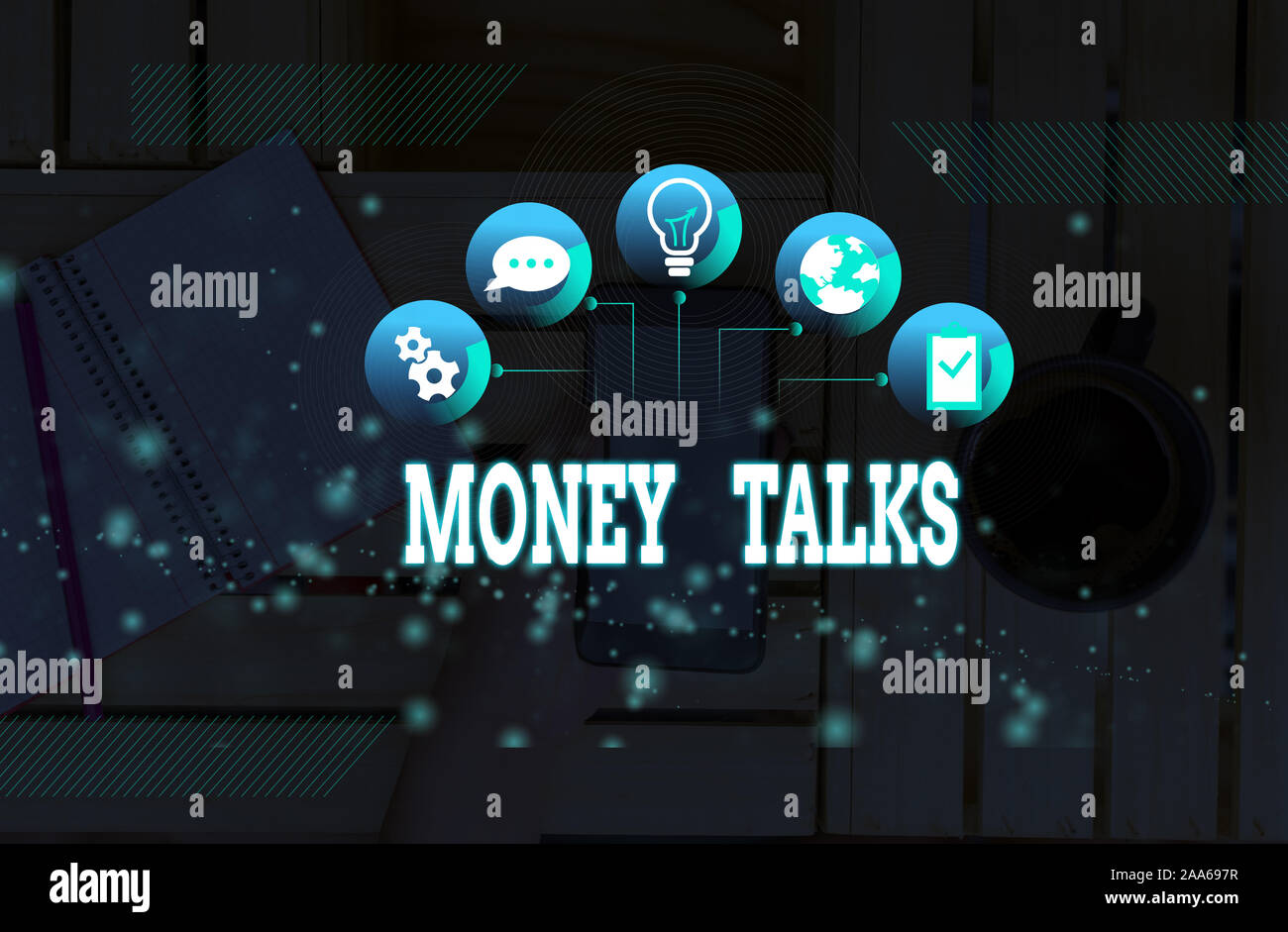 Handwriting text Money Talks. Conceptual photo the wealth gives power ...