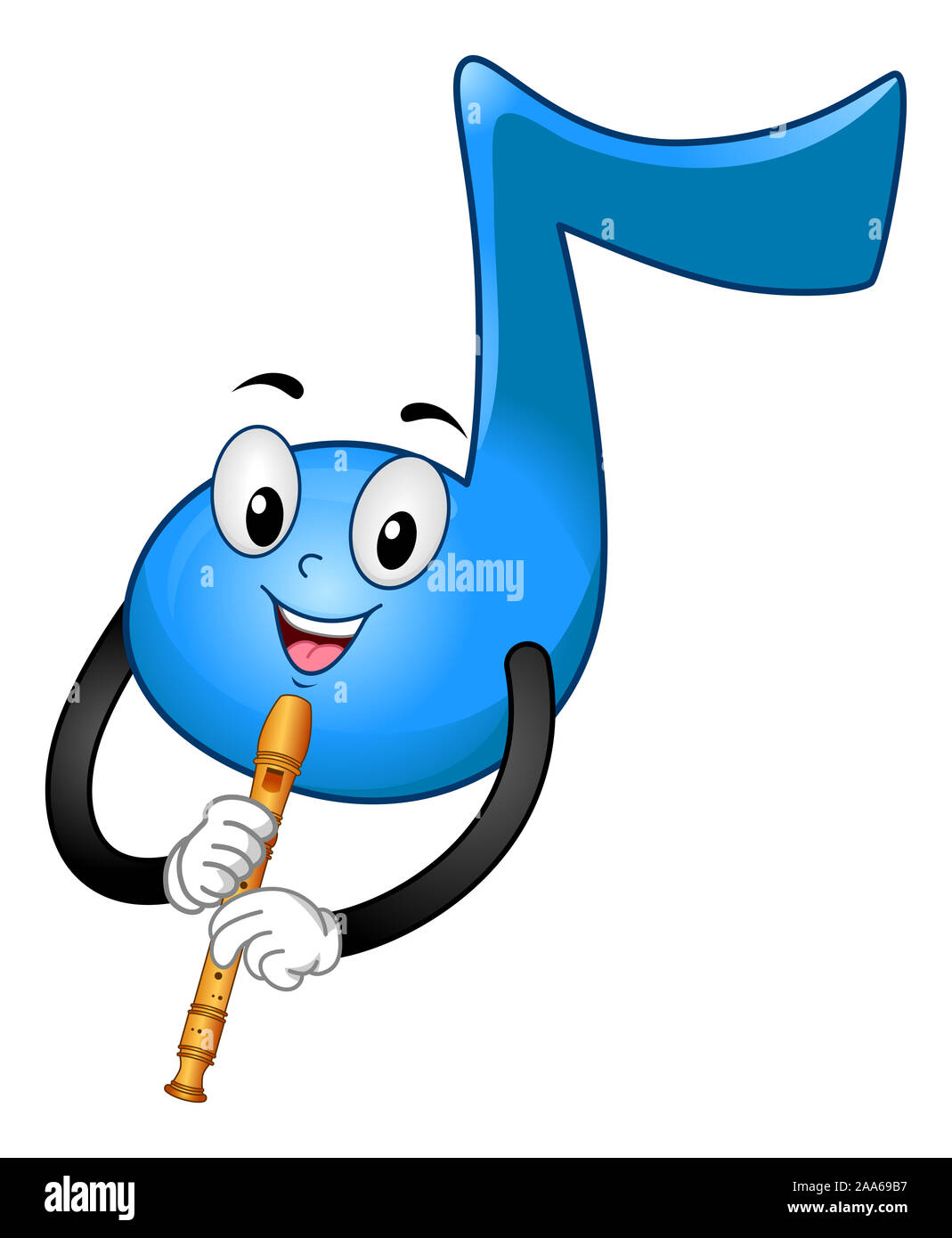 Illustration of a Music Note Playing the Recorder Stock Photo - Alamy