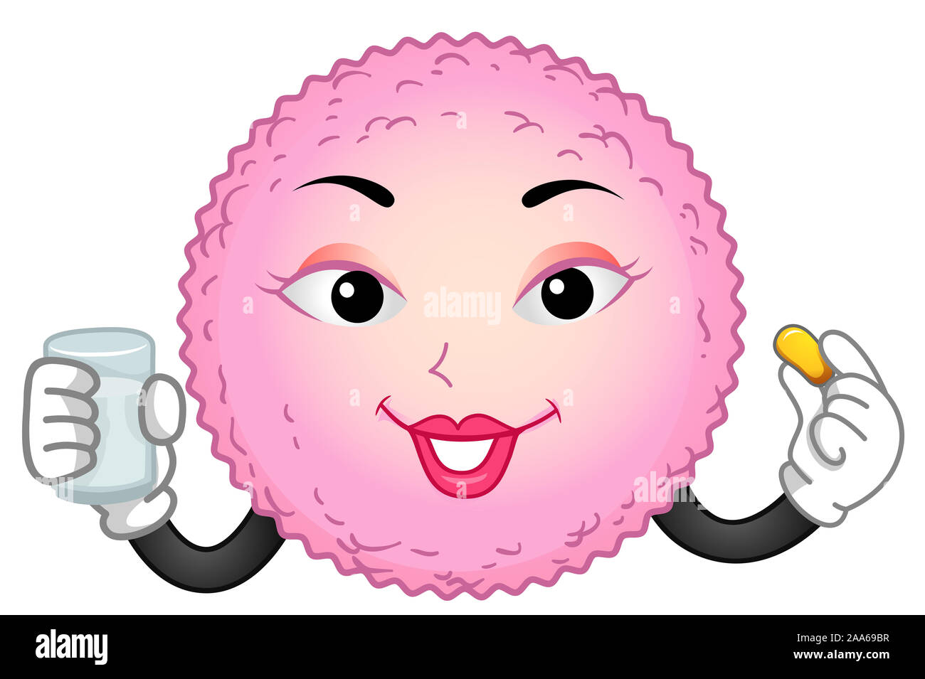 Illustration of an Egg Cell Holding a Tablet and a Glass of Water Stock ...