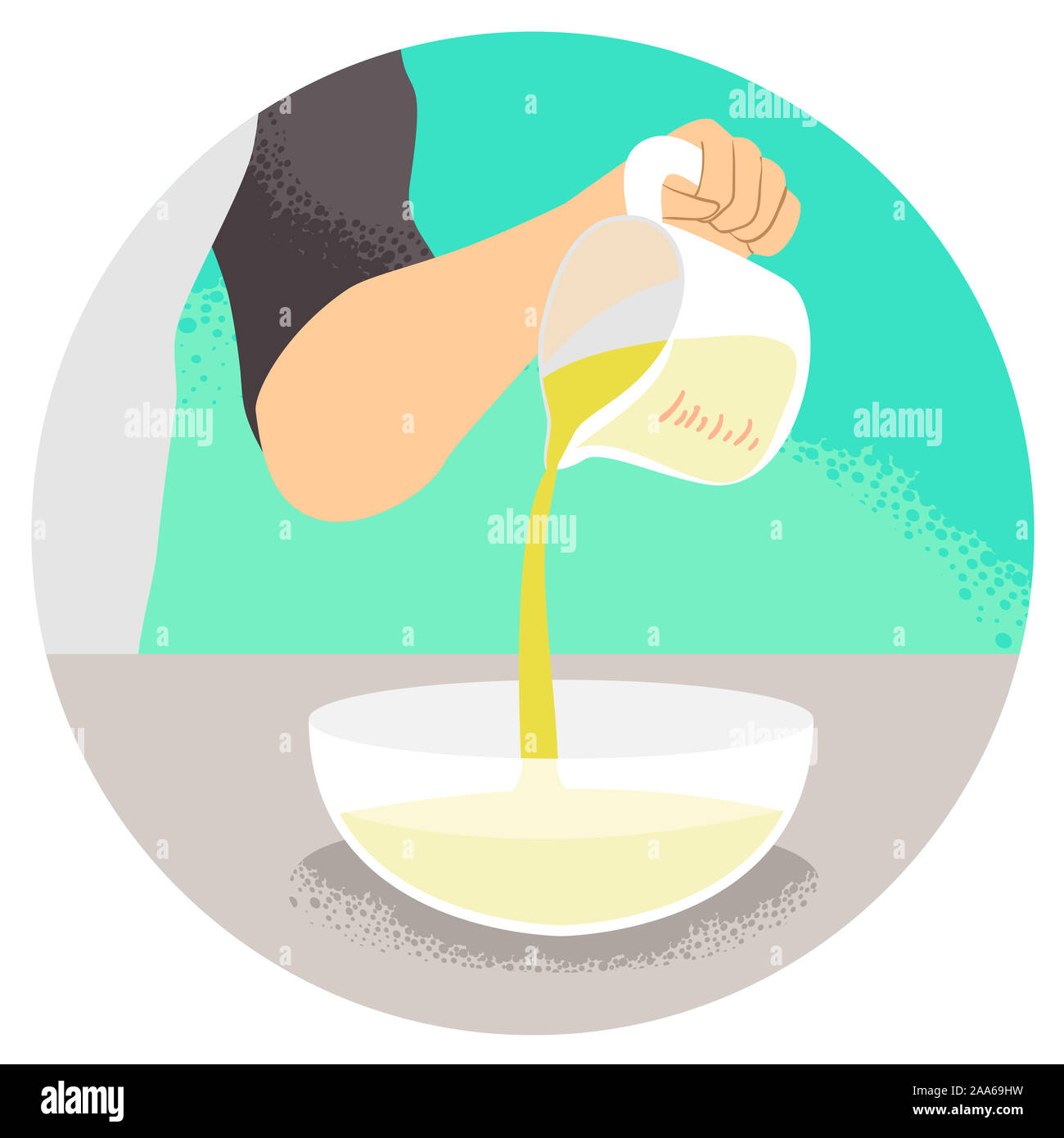 Illustration of a Hand Holding Measurement Pitcher Pouring Wet ...