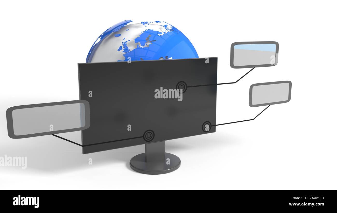 Computer and menus are subject to background, 3d render Stock Photo - Alamy