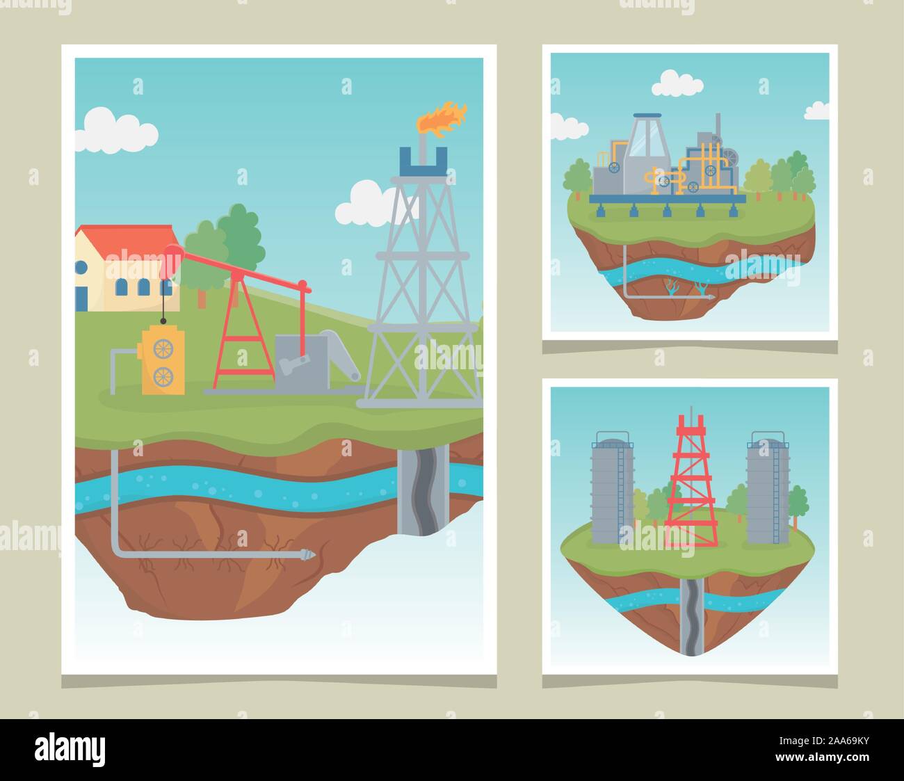 tower equipment process exploration fracking vector illustration Stock ...