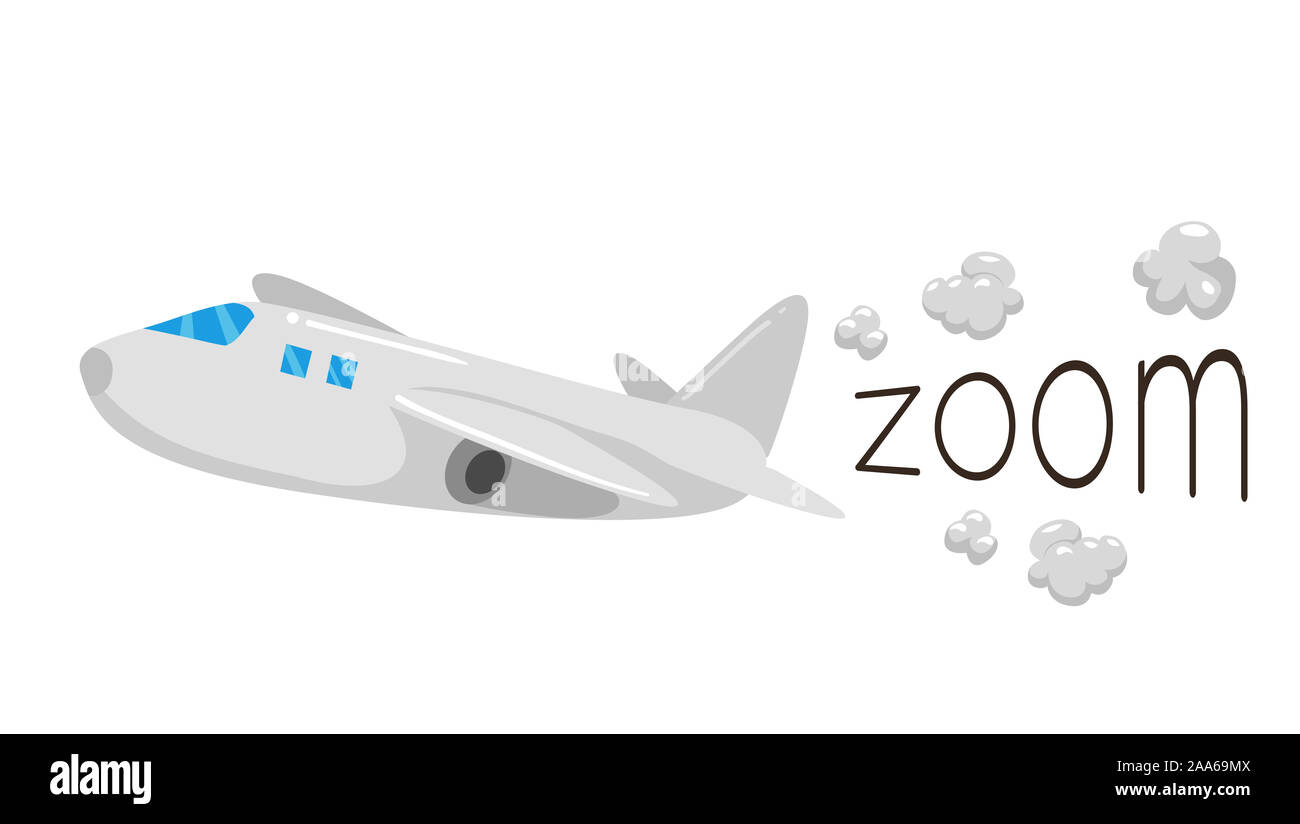 Illustration of Zoom Coming from an Airplane. Learning Onomatopoeia ...
