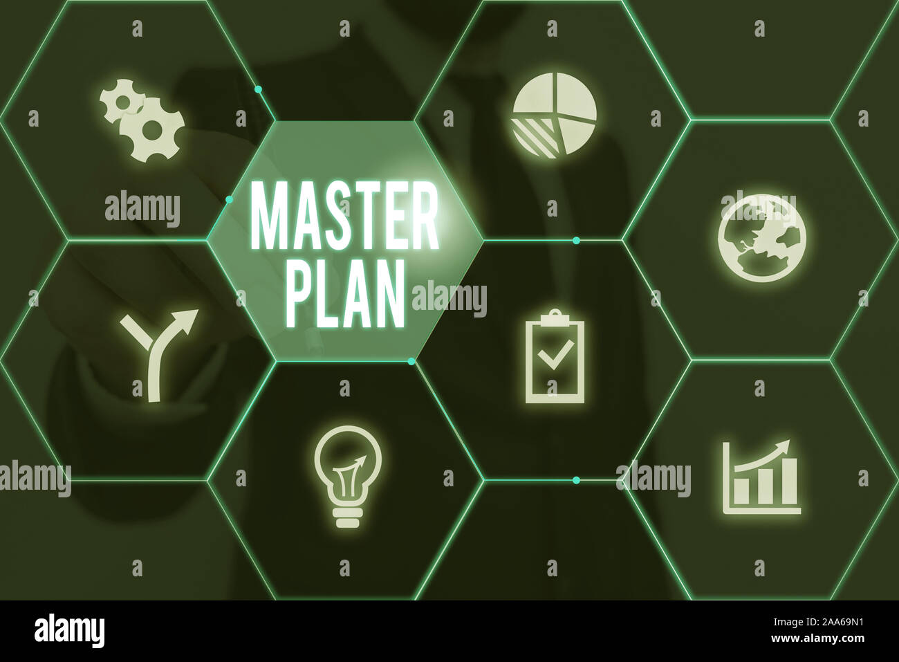 Writing note showing Master Plan. Business concept for dynamic longterm ...