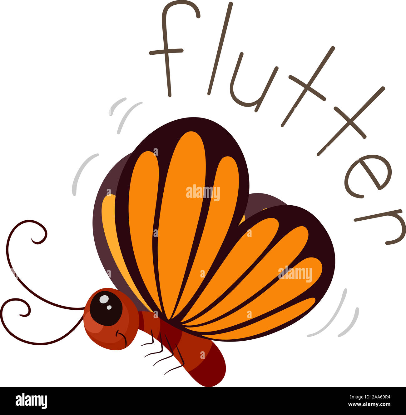 Illustration of Flutter Sound and a Butterfly. Learning Onomatopoeia ...