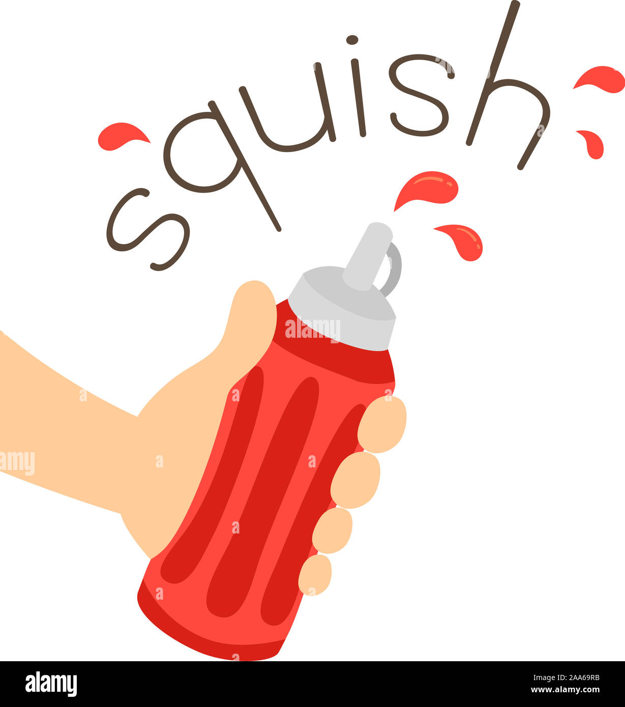 Illustration of Squish Sound and Ketchup Bottle Being Squeezed Out ...