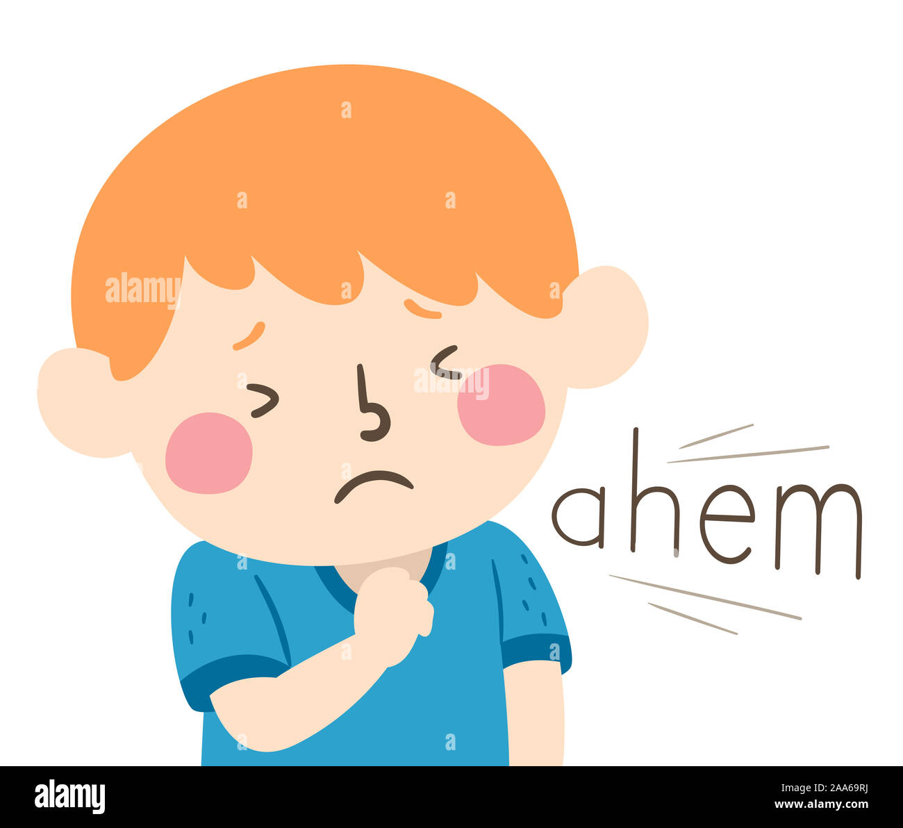 Illustration of a Kid Boy Clearing His Throat and an Ahem Sound ...