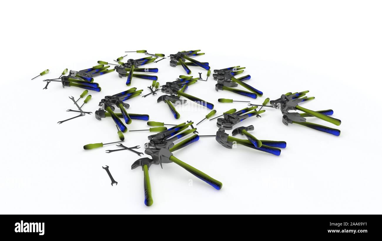 Team background work tools, 3d render Stock Photo - Alamy