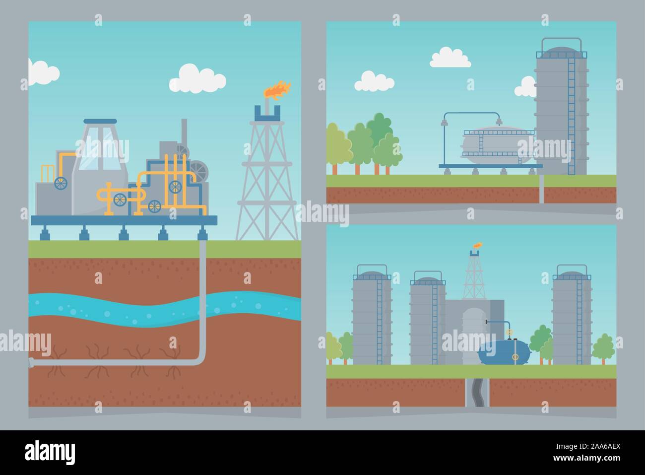 storage industry petroleum process exploration fracking vector ...