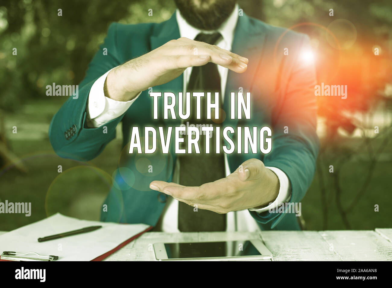 Conceptual hand writing showing Truth In Advertising. Concept meaning ...