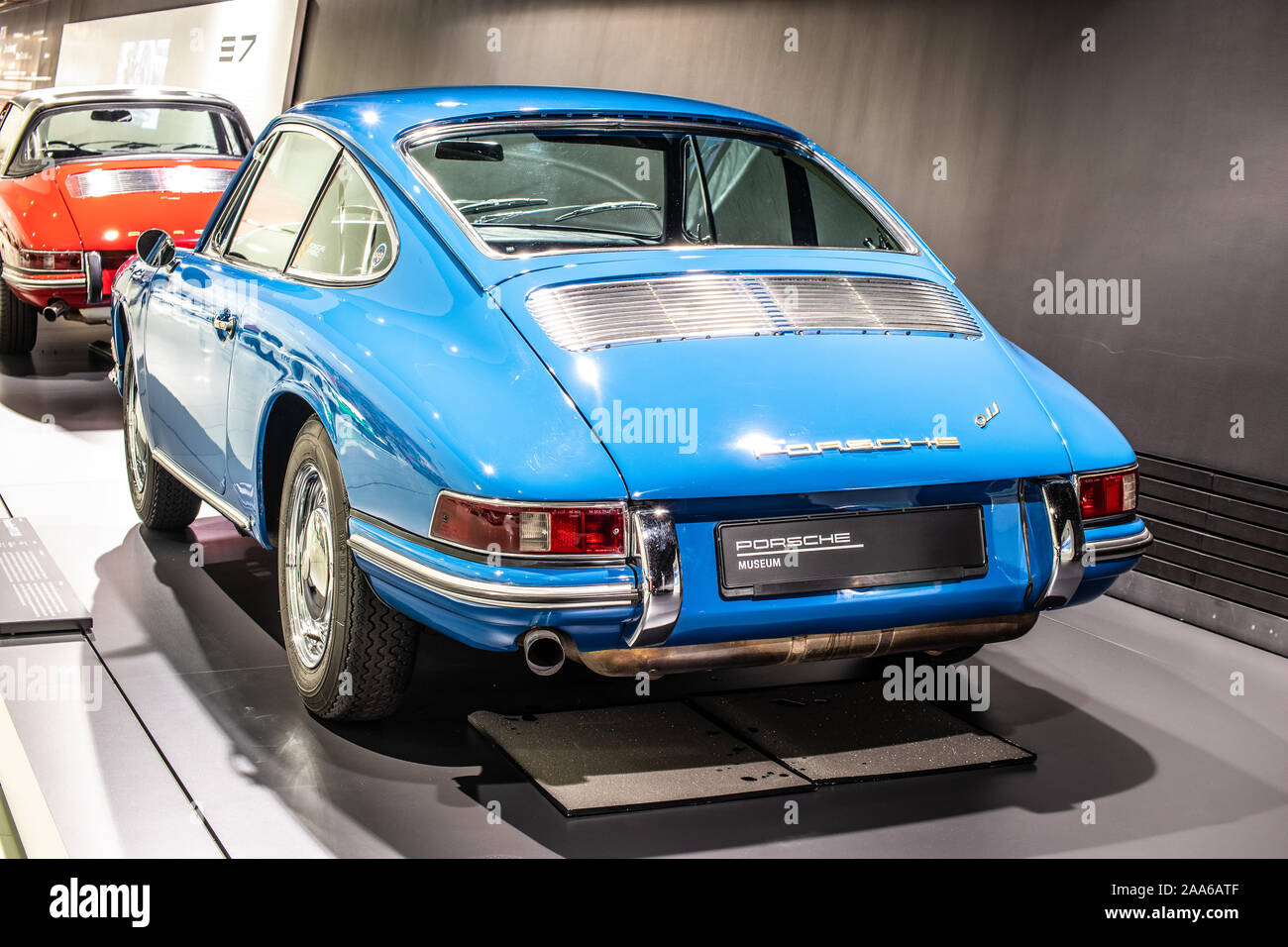 Collection of Porsche cars on display at Porsche Museum in Stuttgart ...