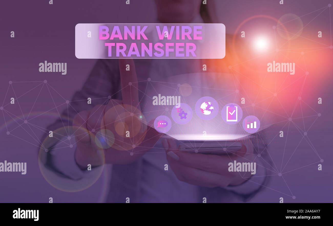 Word writing text Bank Wire Transfer. Business photo showcasing ...