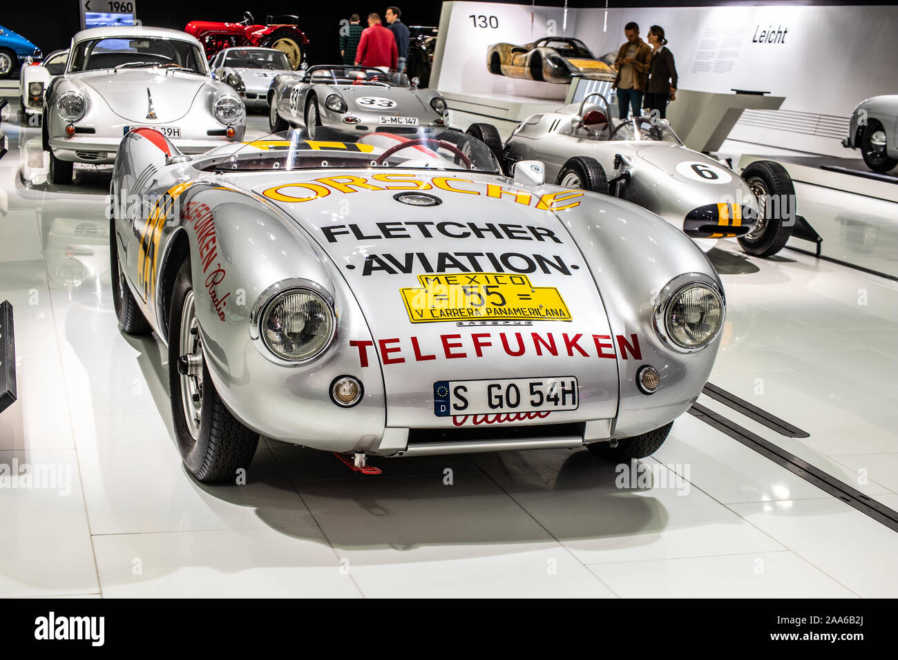 Collection of Porsche cars on display at Porsche Museum in Stuttgart ...