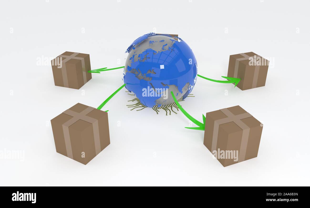Worldwide shipping concept, of background 3d render Stock Photo - Alamy
