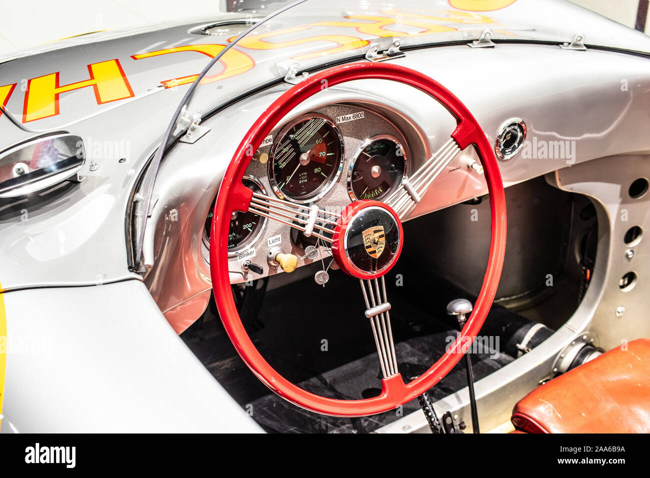 Collection of Porsche cars on display at Porsche Museum in Stuttgart ...