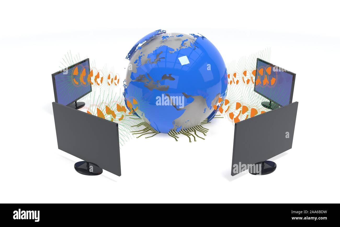 Computer connection concept in the world, 3d render Stock Photo - Alamy