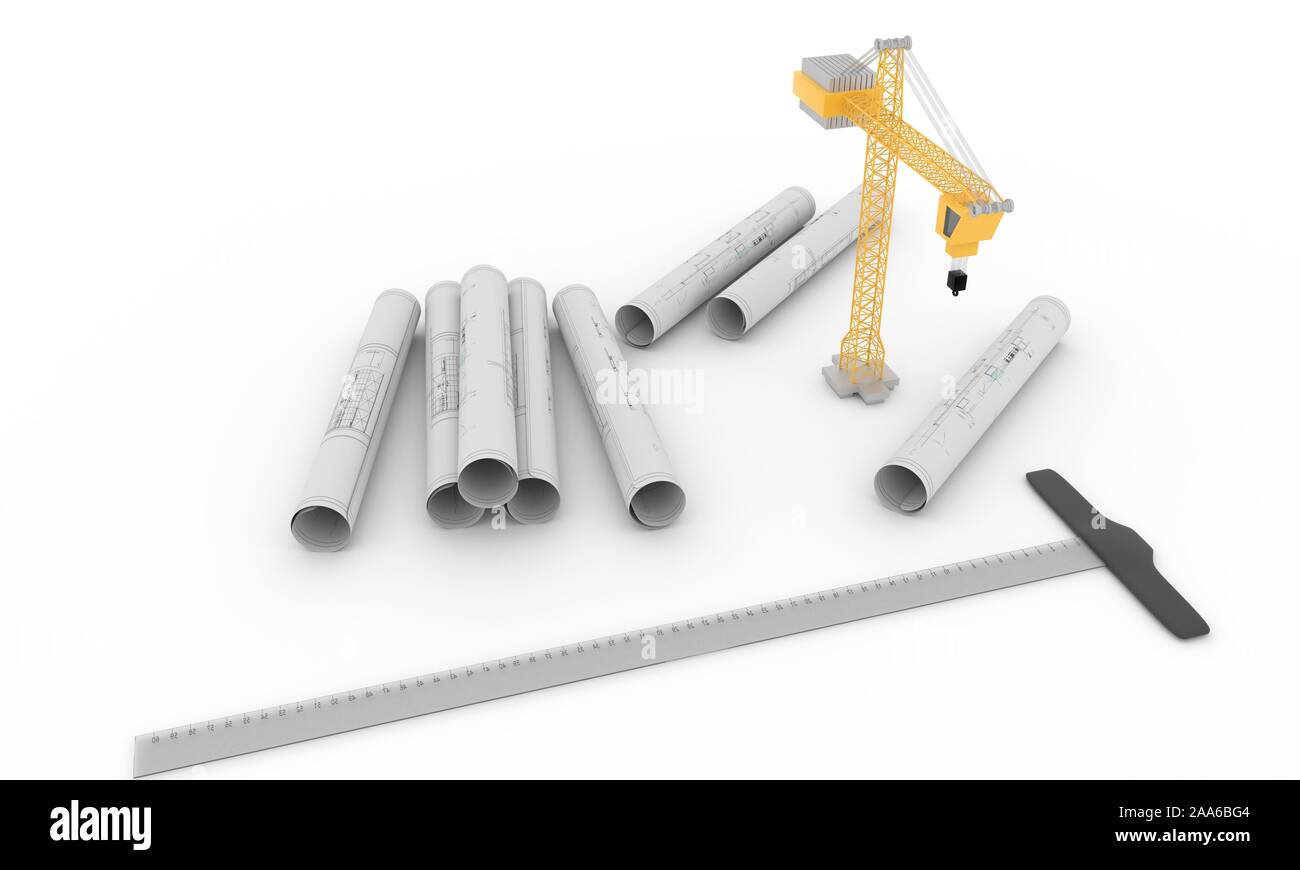 Building construction projects, 3d render Stock Photo - Alamy