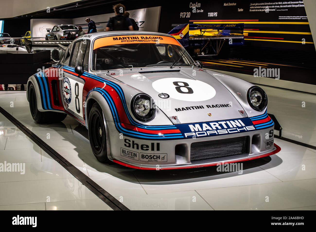 Collection of Porsche cars on display at Porsche Museum in Stuttgart ...
