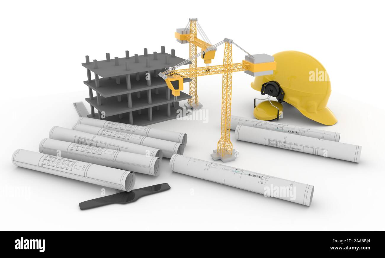 Building construction concept of background, 3d render Stock Photo - Alamy