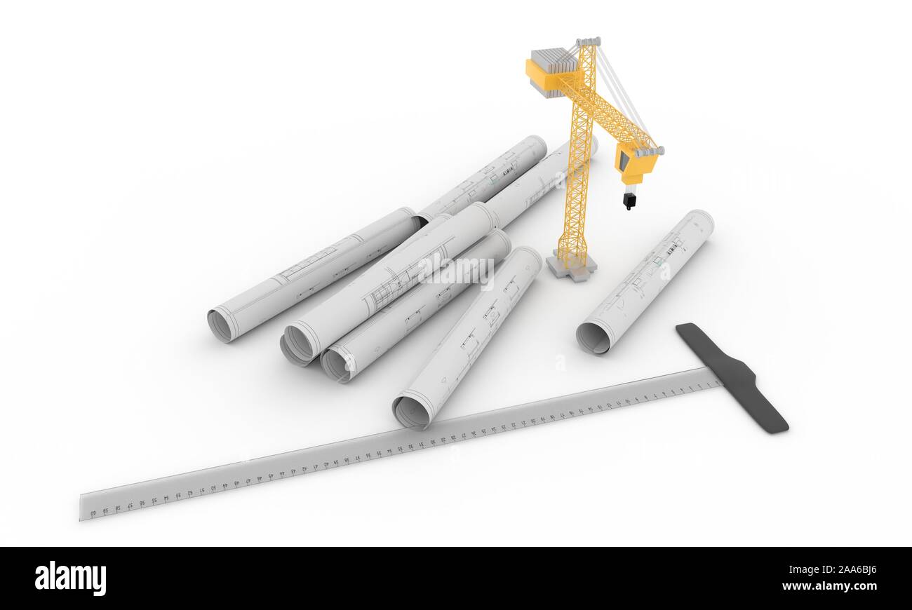 Building construction projects 3d render Stock Photo - Alamy