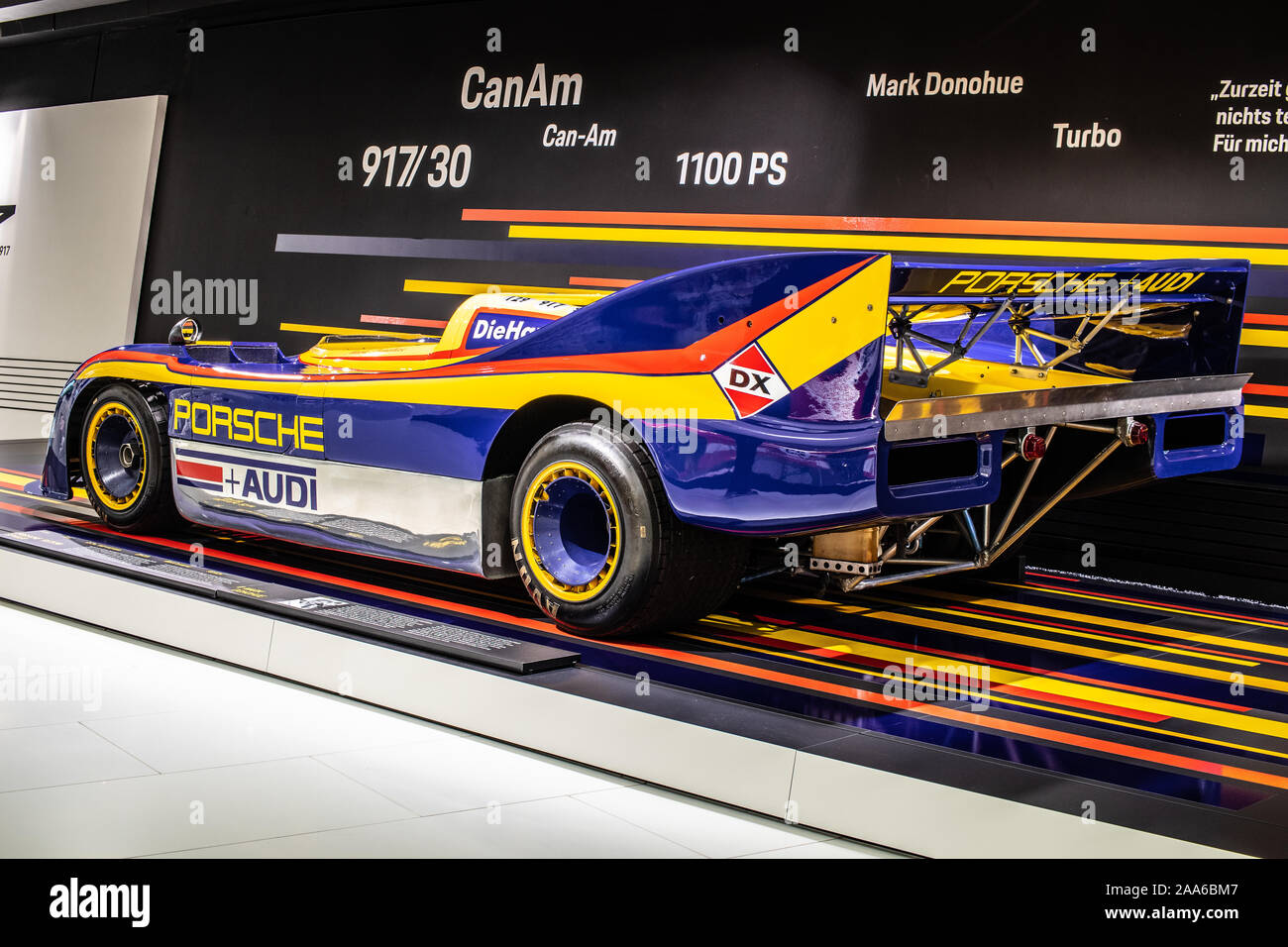 Collection of Porsche cars on display at Porsche Museum in Stuttgart ...